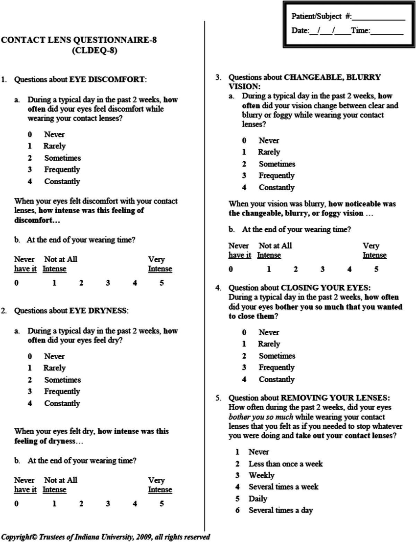 Ojo seco en usuarios de lentes de contacto blandas: cuestionario válido ...